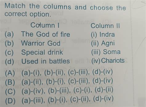Match The Columns And Choose Thecorrect Optioncolumn Iallsmcolumn
