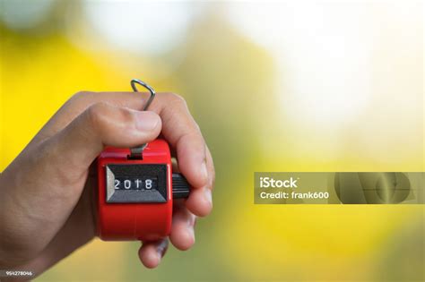 Hand Holding Counting Machine Machine Calendar Counting 2017 To 2018