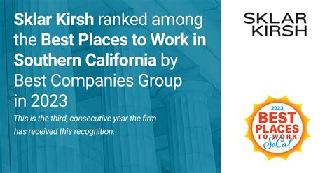Andrew Kirsh On Linkedin Sklar Kirsh Llp Ranked Among The Best Places To Work In Southern