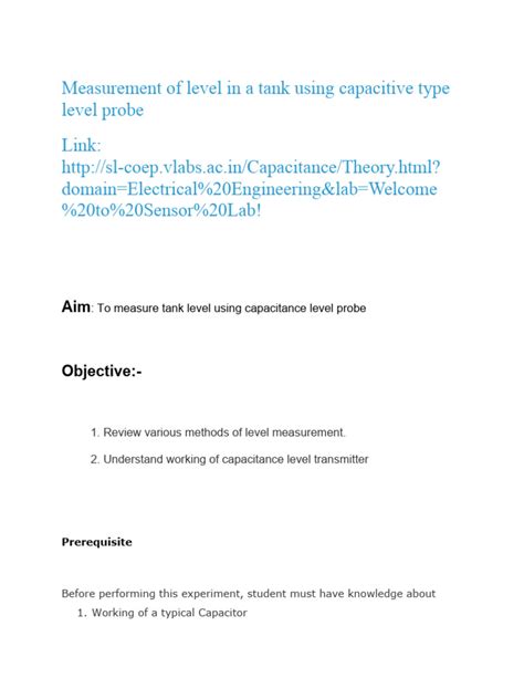 Experiment 10 Capacitive Sensor Pdf Capacitor Capacitance