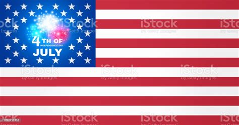 7월 4일 미국 독립기념일 미국 축하 애국적인 휴일 디자인 별과 미국 국기의 파란색 부분의 중심에 초대 비문이있는 불꽃 놀이 4에 대한 스톡 벡터 아트 및 기타 이미지