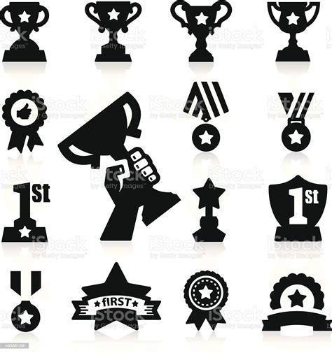 트로피 및 어워드란 아이콘 1에 대한 스톡 벡터 아트 및 기타 이미지 1 1위 검은색 Istock