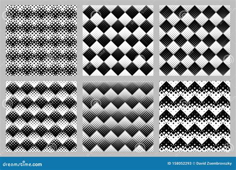 Seamless Abstract Rounded Diagonal Square Pattern Background Set Stock Vector Illustration Of