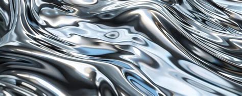 An Abstract Background Of Liquid Silver With Its Smooth Flowing Patterns And Reflective Surface