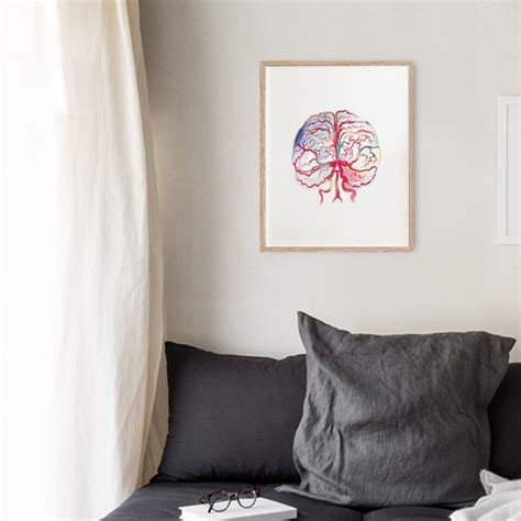 Brain Vascularization Poster Science Art Biology Anatomy Etsy
