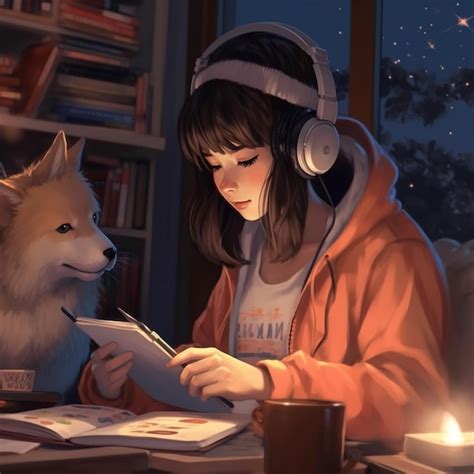 Premium Ai Image Cute Girl Study In Bedroom