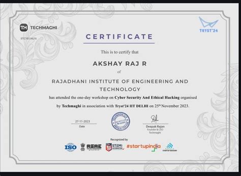 Akshay Raj R On Linkedin Cybersecurity Ethicalhacking Tryst24 Iitdelhi Techmaghi Cyberskills