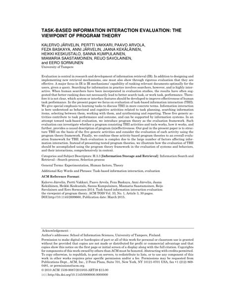 Pdf Task Based Information Interaction Evaluation