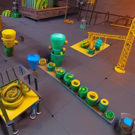 3 D Render Of A Factory Videogame Producing Magic Stable Diffusion