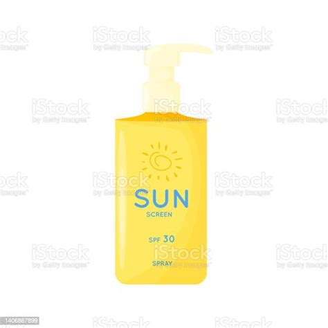 스킨 케어 제품 태양 안전 자외선 차단 스프레이 Spf를 가진 자외선 차단제 제품의 관 여름 화장품 흰색 배경에 격리된 플랫 벡터 일러스트레이션입니다 개념에 대한 스톡 벡터