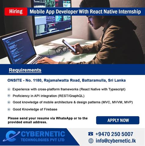 Mobile App Developer With React Native Internship Jobseekerlk