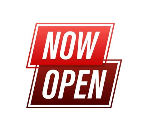 Now Open Button Icon Emblem Label Vector Stock Illustration 29921717