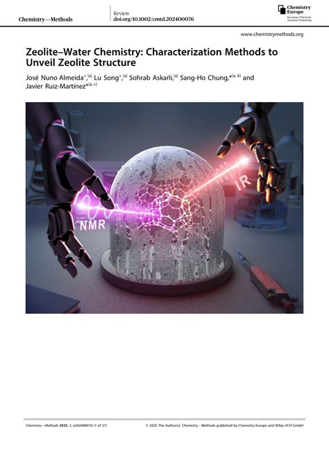 Pdf Zeolitewater Chemistry Characterization Methods To Unveil
