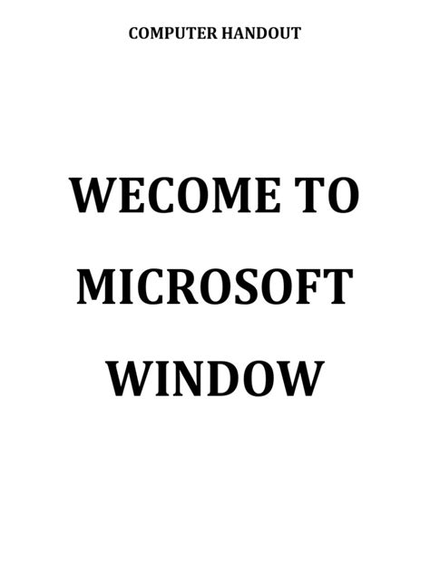 wecome to microsoft window computer handout pdf operating system