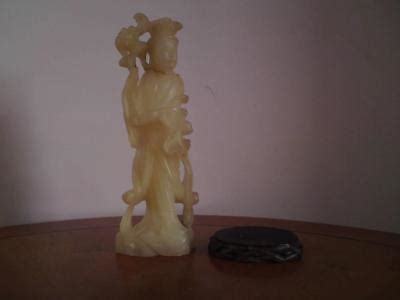 Chinese Semi Translucent White Soapstone Figure Kwan Yin He Xiangu