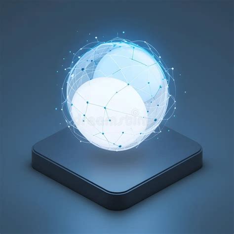 Glowing Blue Digital Sphere With Network Connections Stock Illustration Illustration Of Neon