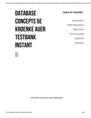 Database Concepts 5e Kroenke Auer Testbank Instant By Sroff49 Issuu