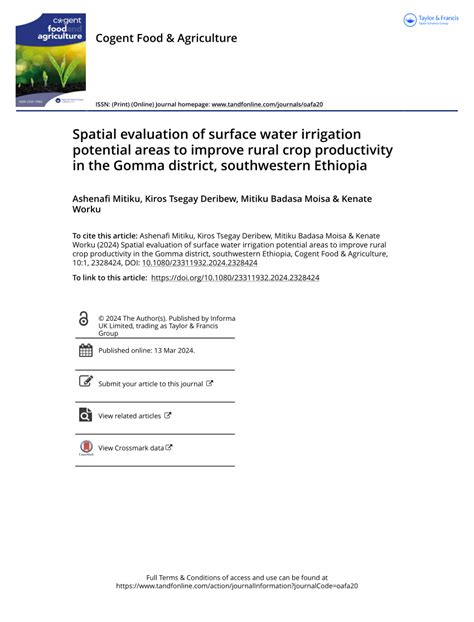 Pdf Spatial Evaluation Of Surface Water Irrigation Potential Areas To