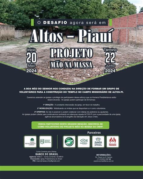 Projeto Mão Na Massa 2024 Altos Piauí Uph União Presbiteriana