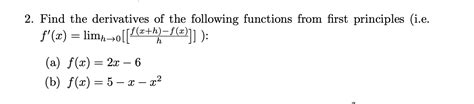 Solved Find The Derivatives Of The Following Functions Chegg