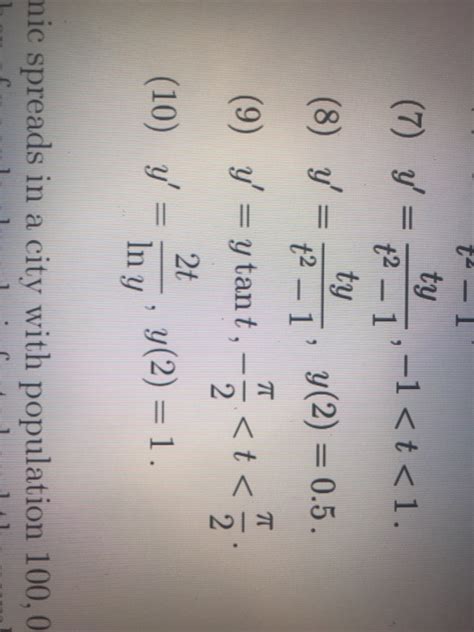 Solved Solve The Following Des And Ivps For The Ivps Give