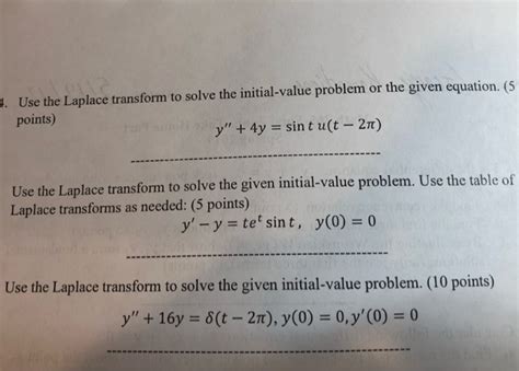 Solved Use The Laplace Transform To Solve The Chegg Com