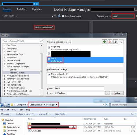 C Local Nuget Package Source Not Showing Package Stack Overflow