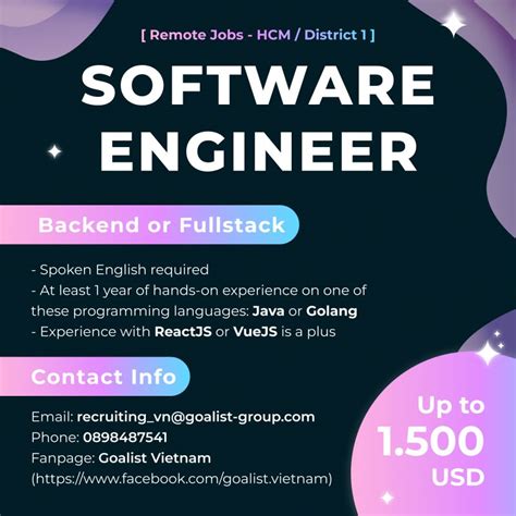 Goalist Vietnam Llc On Linkedin Itengineer Fullstack Backend Java Golang Remotejobs