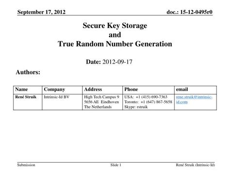 Ppt Secure Key Storage And True Random Number Generation Powerpoint