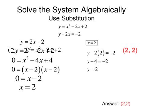 Ppt Solving Systems Of Linear And Quadratic Equations Powerpoint