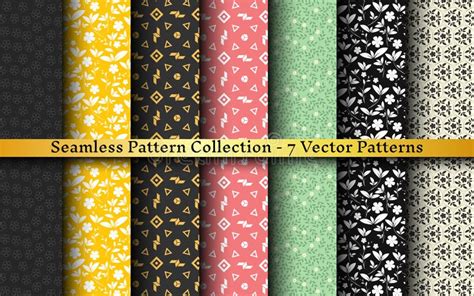 Seamless Pattern Collection Floral Ornamental Decorative Repeatable Texture Vector Pattern Set
