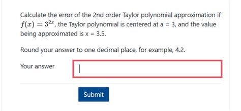 Solved Calculate The Error Of The 2nd Order Taylor
