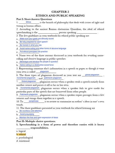 Chapter 2 Exercises Pdf Public Speaking Plagiarism