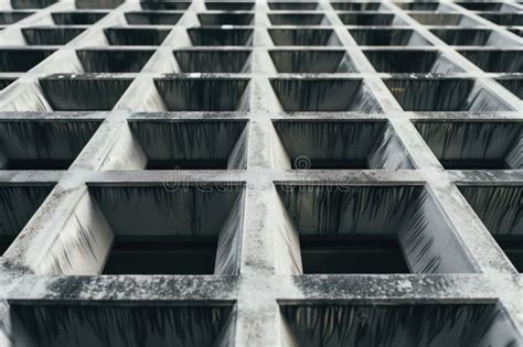 AI Generated Illustration Of A Modern Gray Building With A Stack Of Concrete Blocks On The