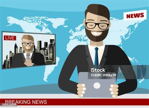 뉴스 앵커 방송 뉴스 뉴스 방송 뉴스 와 기자 라이브 화면 벡터 일러스트 개념에 대한 스톡 벡터 아트 및 기타 이미지 개념 개념과 주제 남자 Istock