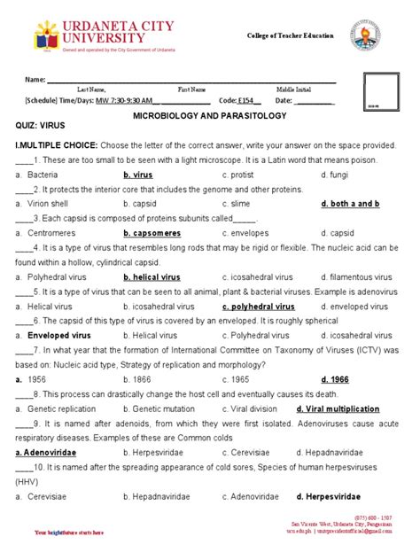 Virus Quiz Pdf Virus Adenoviridae