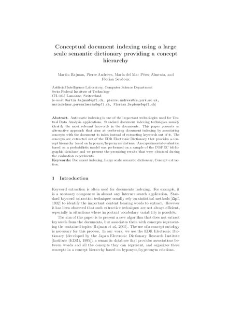 Pdf Conceptual Document Indexing Using A Large Scale Semantic Dictionary Providing A Concept