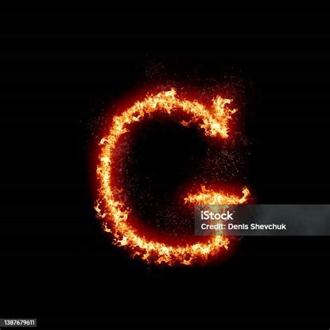 Huruf G Terbakar Dalam Api Seni Digital Terisolasi Dengan Latar Belakang Hitam Huruf Dari Set
