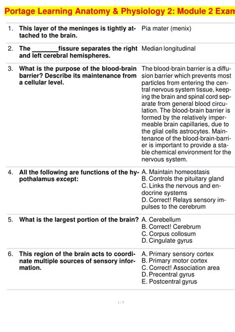 Portage Learning Anatomy And Physiology 2 Module 2 Exam Portage