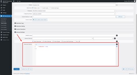 Advanced Settings Wp Data Access