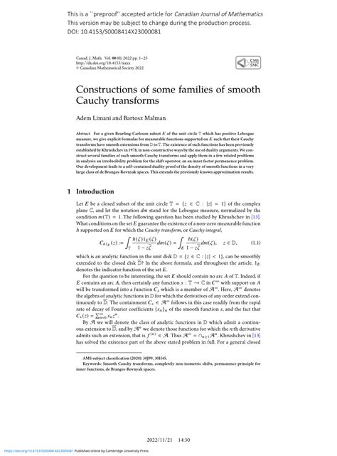 Pdf Constructions Of Some Families Of Smooth Cauchy Transforms