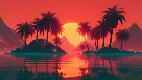 Ai Generated Illustration Of A Breathtaking Sunset On A Tropical Beach