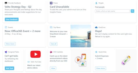 Viva Connections Dashboard Valto