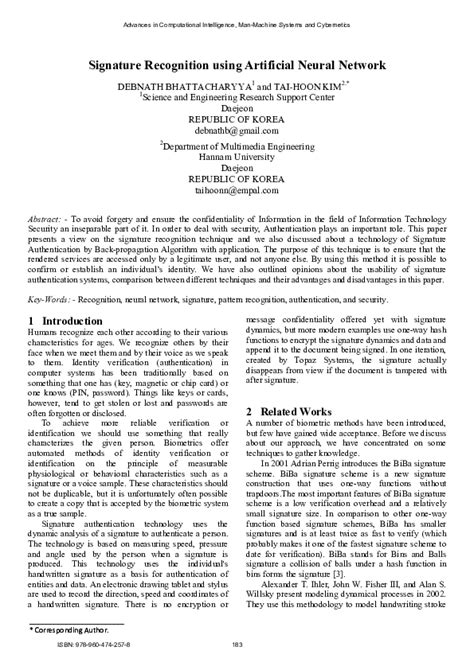 Pdf Signature Recognition Using Artificial Neural Network
