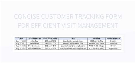 Concise Customer Tracking Form For Efficient Visit Management Excel Template Free Download