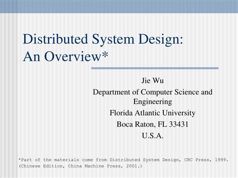 Ppt Distributed System Design An Overview Powerpoint Presentation
