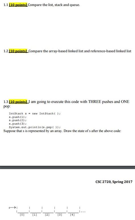 Solved Compare The List Stack And Queue Compare The Chegg