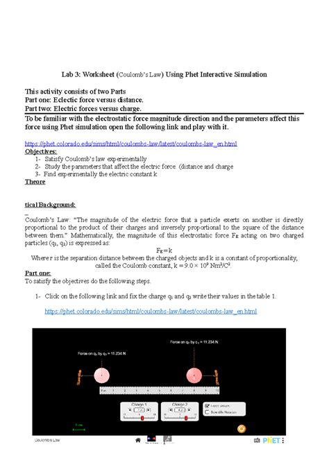 Coulombs Law Thatshould Be It Lab 3 Worksheet Coulombs Law