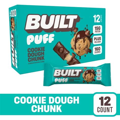 Built Bar Cookie Dough Chunk Puff Protein Bar High Protein Collagen