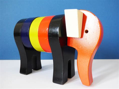 Vintage Stacking Elephant Toy Wooden